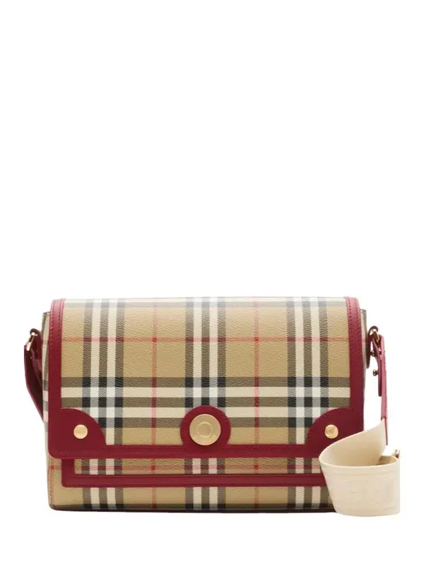 Burberry Checked Note Crossbody Bag - Archives Beige/ruby Red