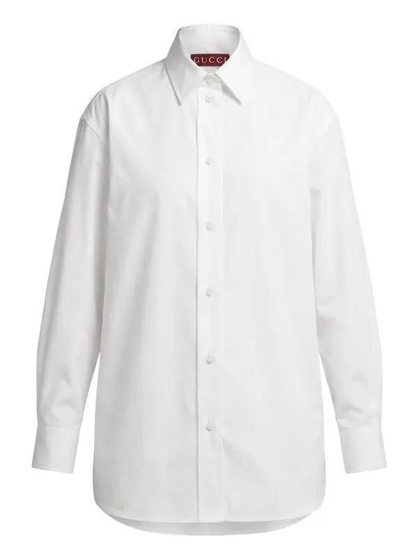 Gucci Cotton Poplin Shirt With Ribbon Tie Detail - White