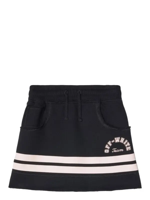 Off-White Cotton A-line Skirt With Striped Detail - Black