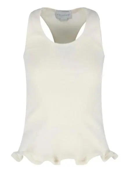 Stella McCartney Ribbed Tank Top With Frilled Hem - White