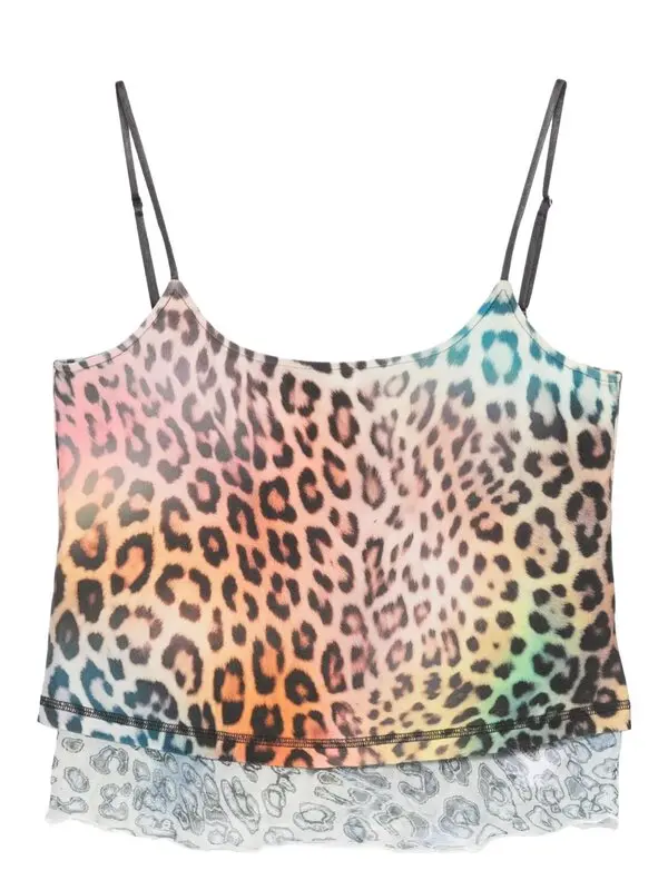 DIESEL® T-zaza-q1" Leopard Print Tank Top With Thin Shoulder Straps - Multi Leo