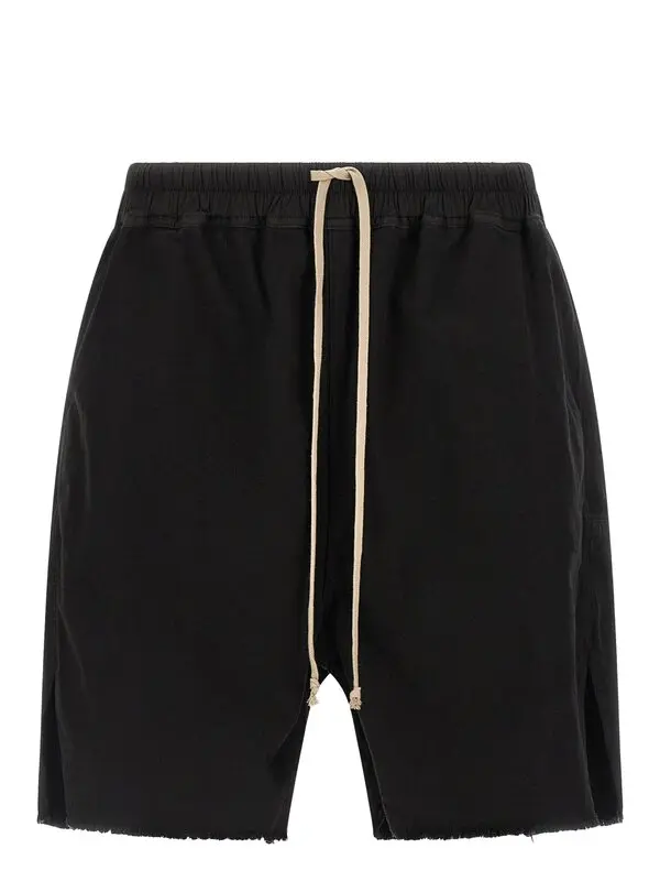 Rick Owens Drawstring Frayed Hem Shorts - Black