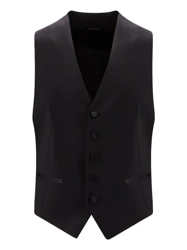 Tagliatore V-neck Single-breasted Waistcoat - Black