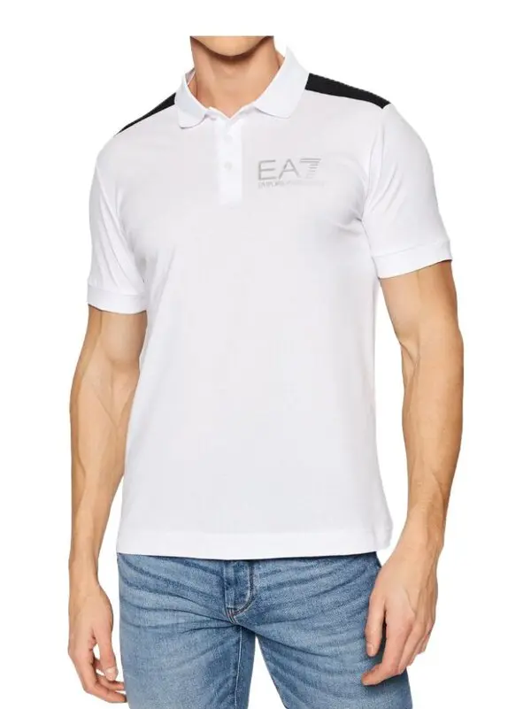 EA7 Logo Short-sleeved Polo Shirt - White