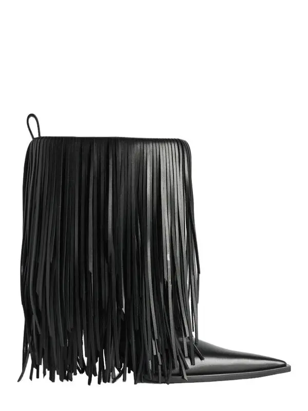 Balenciaga Avenue Fringed Pointed Toe Boots - Black
