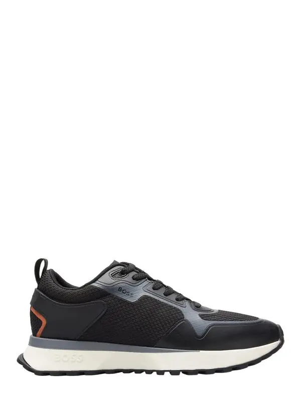 Hugo Boss Lace-up Sneakers With Logo Detailing - Black