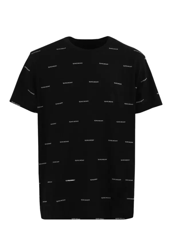 Givenchy Allover Logo Printed Crewneck T-shirt - Black