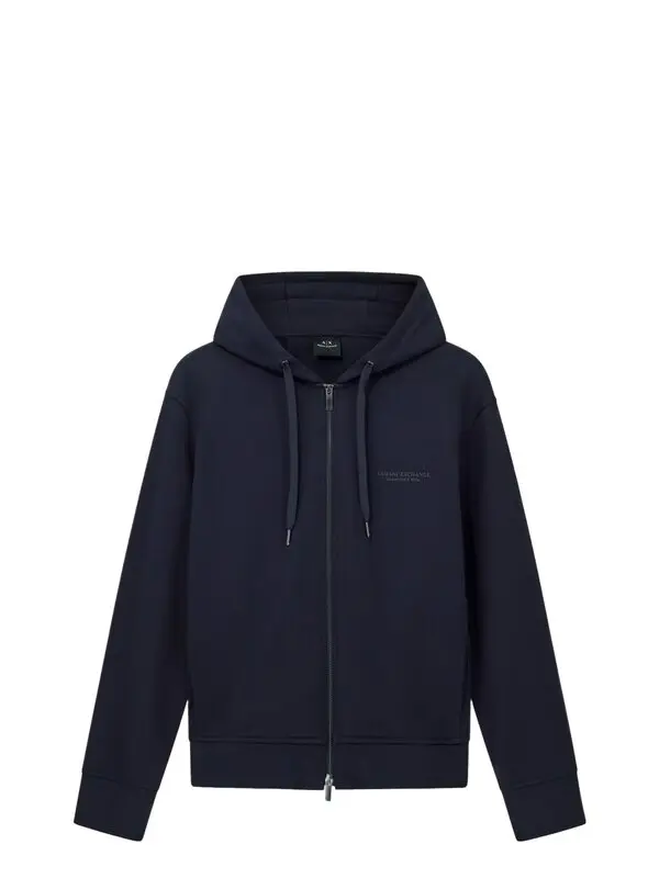 Armani Exchange Logo-print Zip-up Hoodie - Navy Blue
