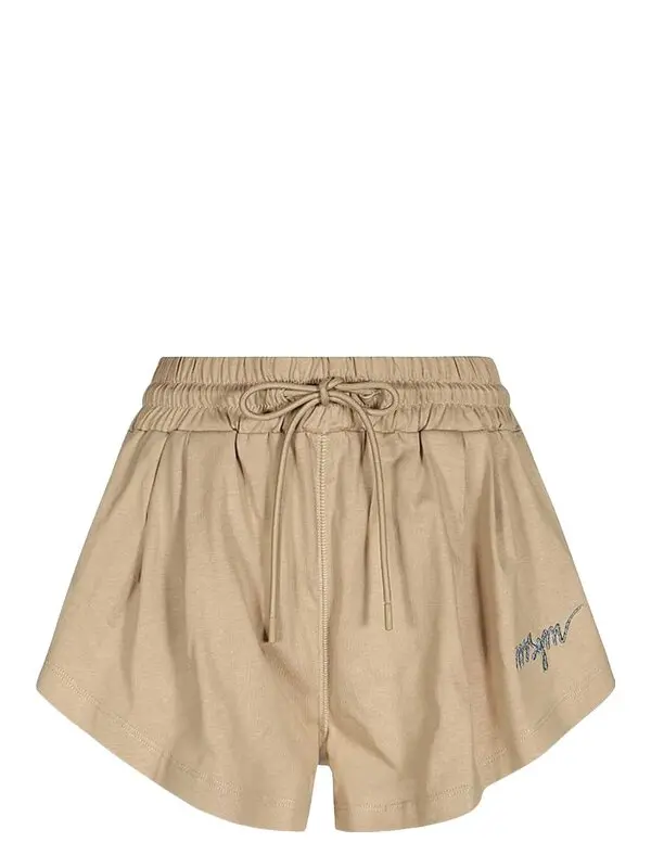 MSGM Logo Embroidered Drawstring Shorts - Nude