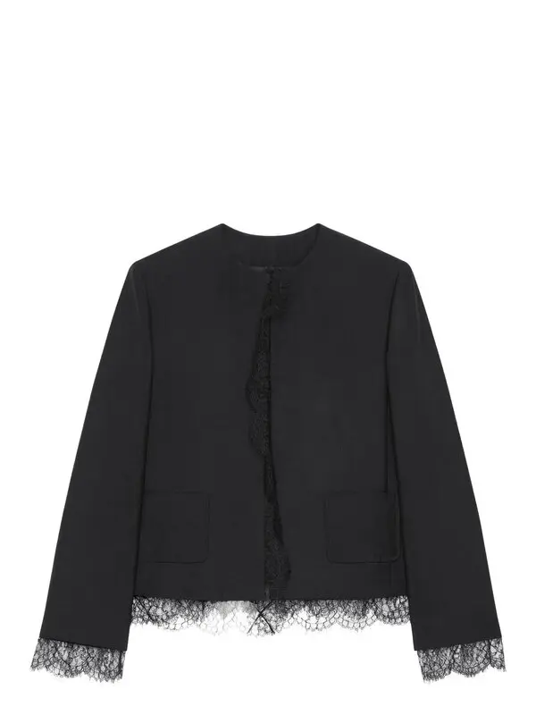 Givenchy Wool And Mohair Jacket With Lace Trim - Black