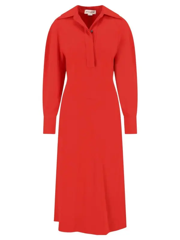 Victoria Beckham Long Sleeve Maxi Dress - Red
