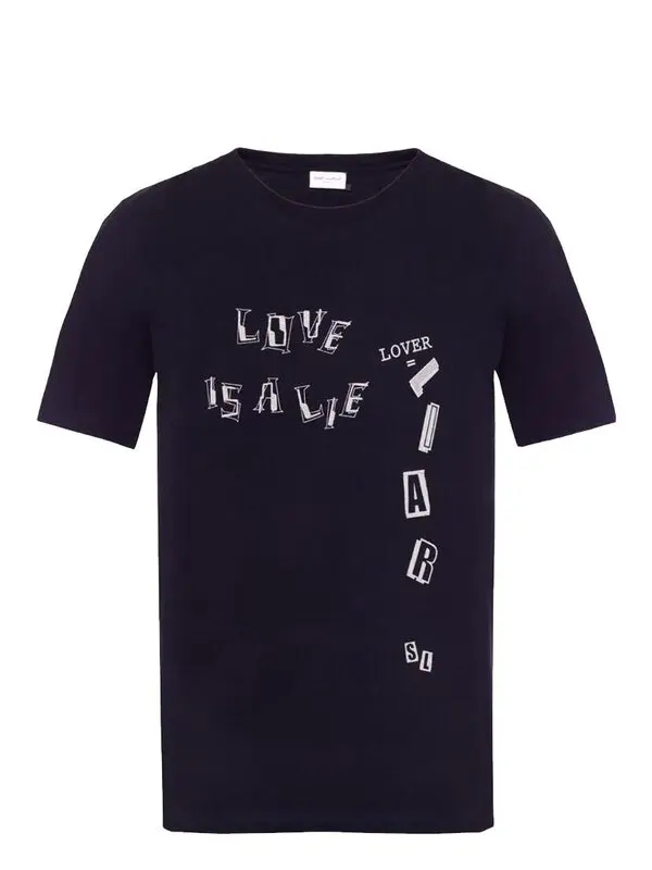 Saint Laurent Letter Printed T-shirt - Black