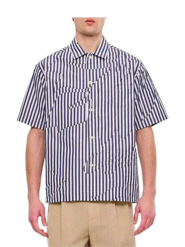 Sacai Striped Short-sleeved Shirt - Multicolor