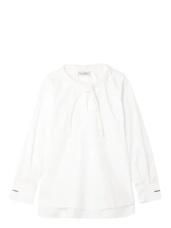 Max Mara Long-sleeved Blouse With Pleats And Pendant Silhouette - White