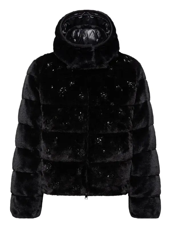 Moncler Andronne Hooded Jacket With Sequin Embellishments - Black