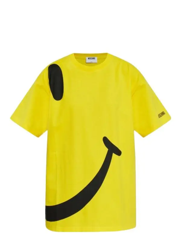 Moschino Smiley Face Printed Crewneck T-shirt - Yellow