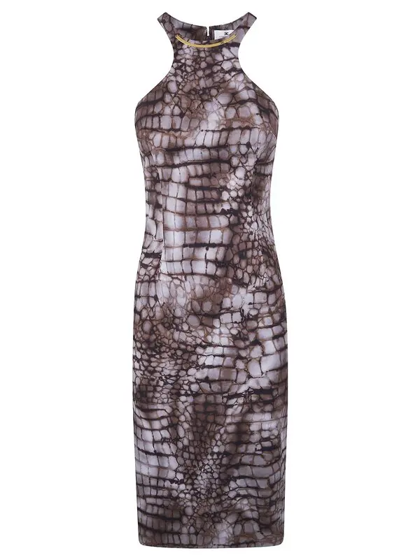 Elisabetta Franchi Halterneck Animal-print Midi Dress - Gray
