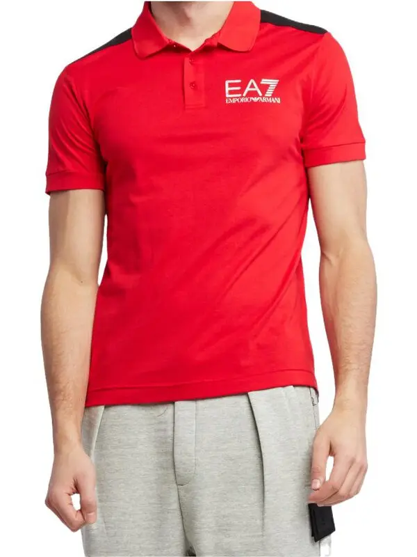 EA7 Logo Short-sleeved Polo Shirt - Red