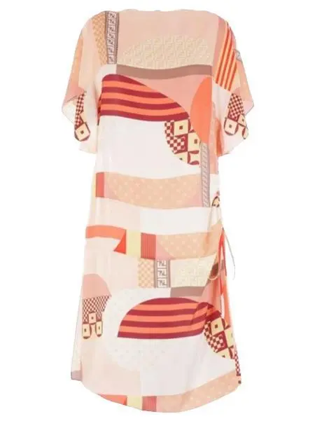 Fendi Graphic Print Ruched Mini Dress - White