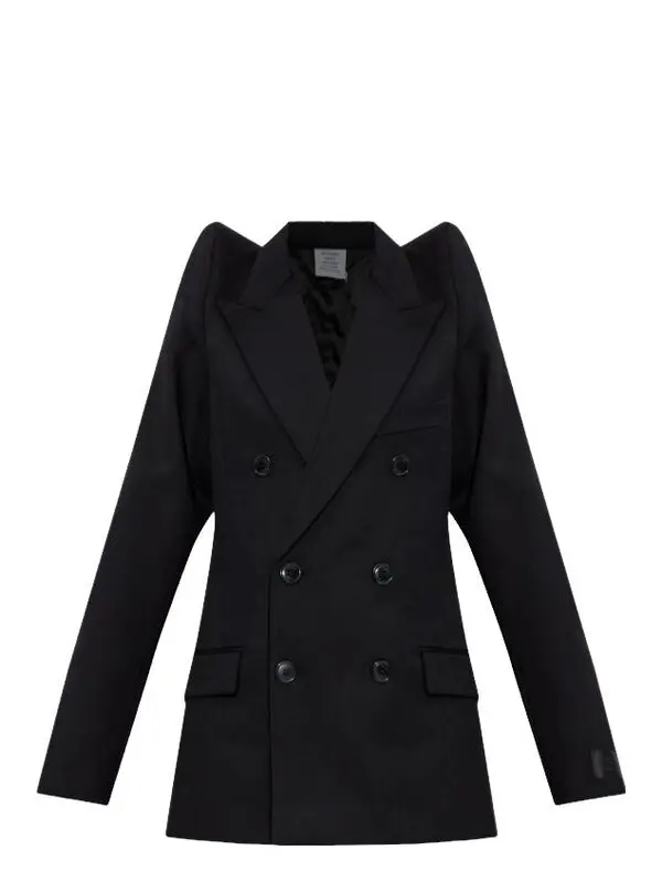 Vetements Padded Shoulder Double-breasted Jacket - Black