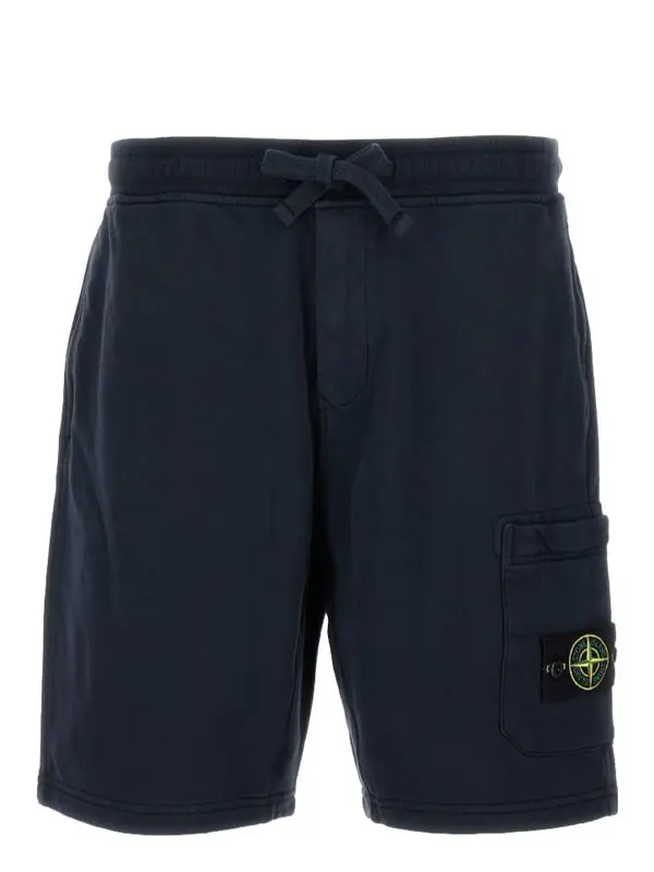 Stone Island Elastic Waist Cargo Shorts - Blue