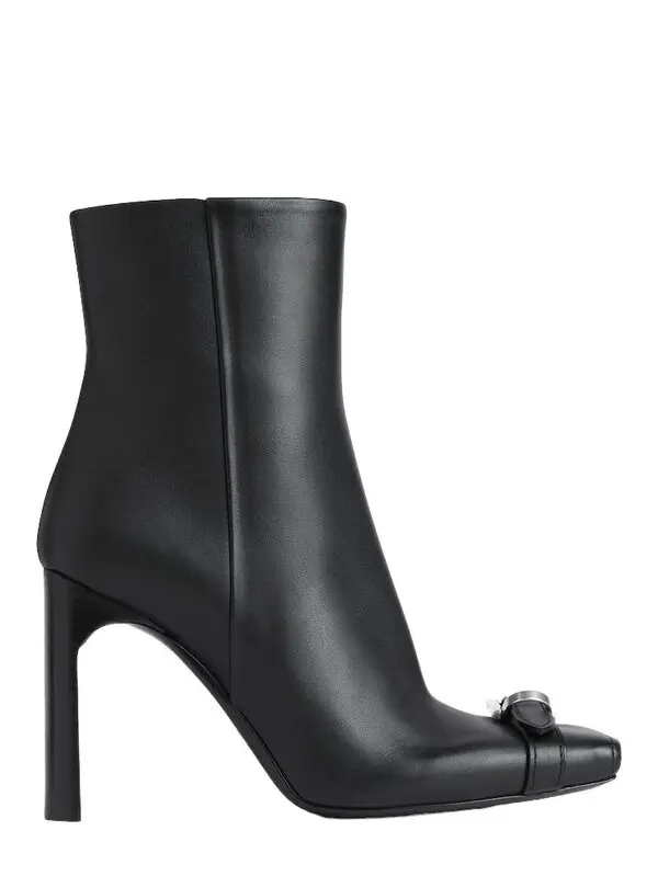 Balenciaga Square Toe Buckle Detail Ankle Boots - Black