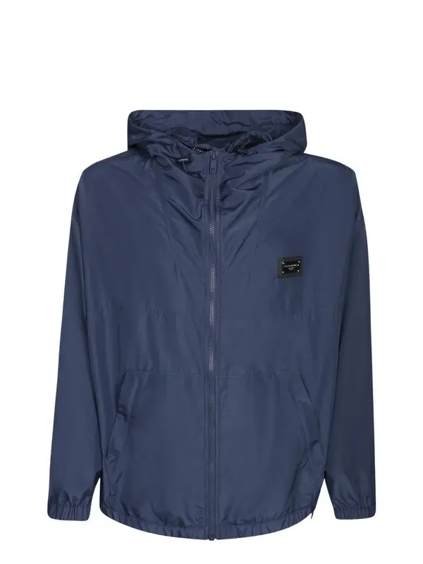 Dolce & Gabbana Logo Plaque Hooded Jacket - Blue