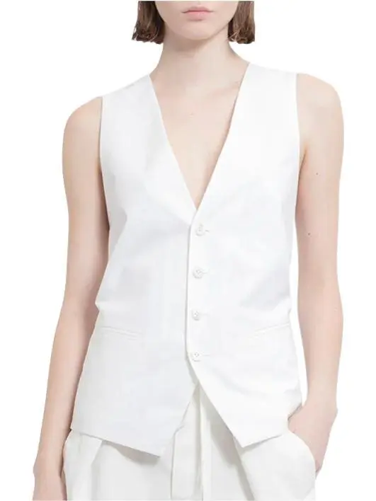 ANN DEMEULEMEESTER Button-up Gilet With Lace Detail - White