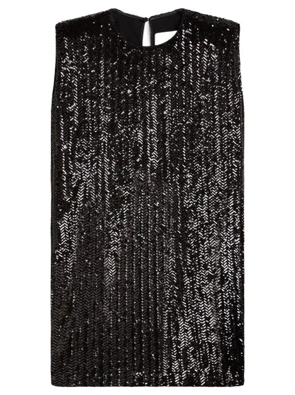 GOLDEN GOOSE Sleeveless Sequined Mini Dress - Black