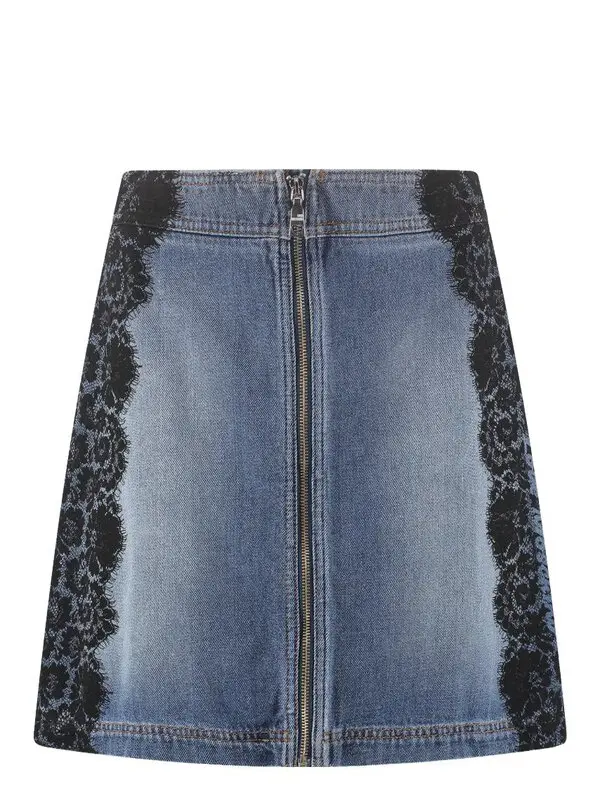Moschino Zipper Detail Denim Skirt - Gray