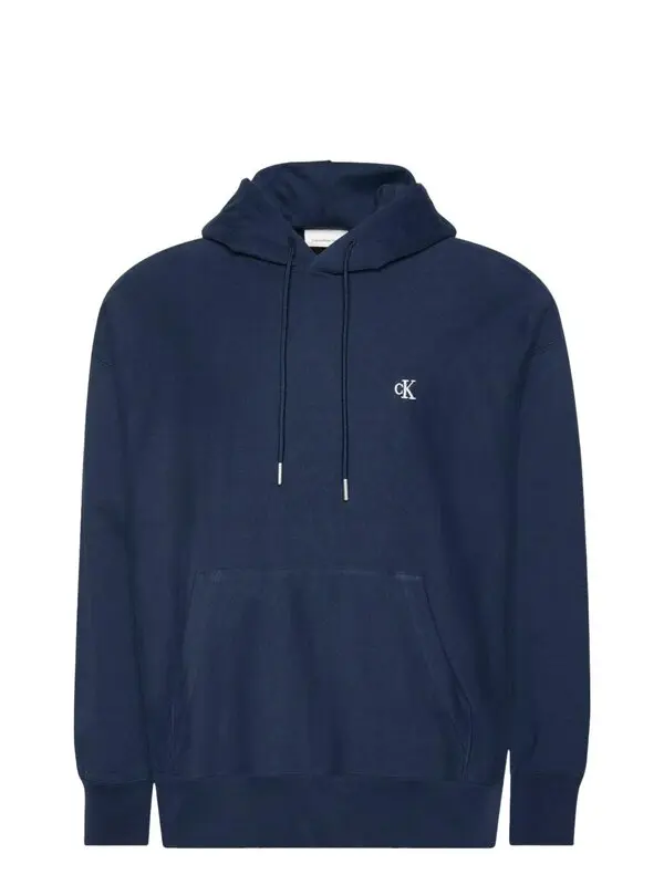 Calvin Klein Logo-detail Cotton Hoodie - Blue
