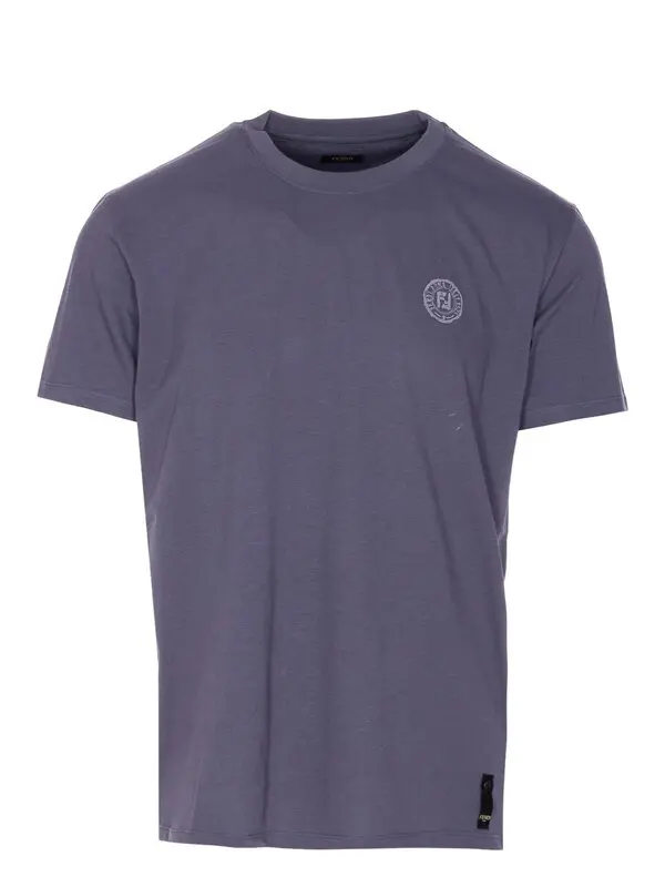 Fendi Logo Embroidered Crewneck T-shirt - Blue