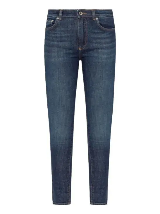 Dolce & Gabbana Logo Plaque Tapered Leg Jeans - Blue