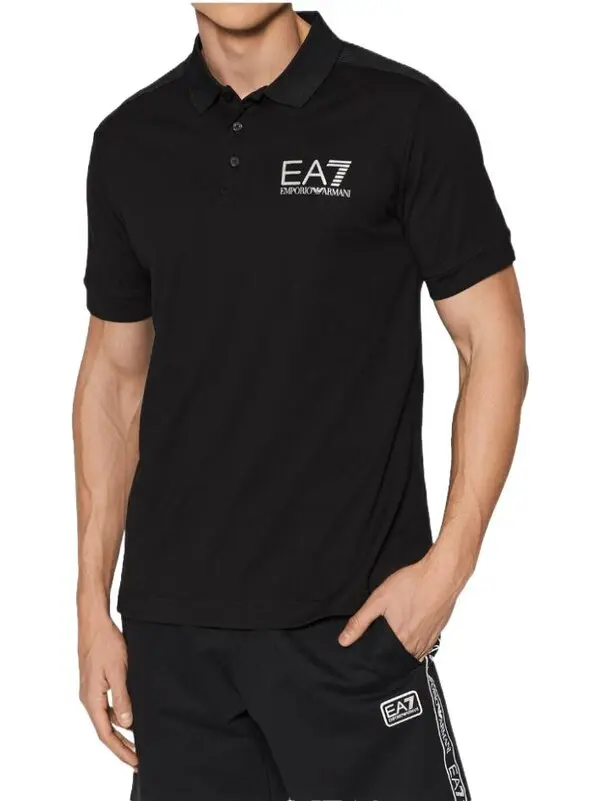 EA7 Logo Short-sleeved Polo Shirt - Black