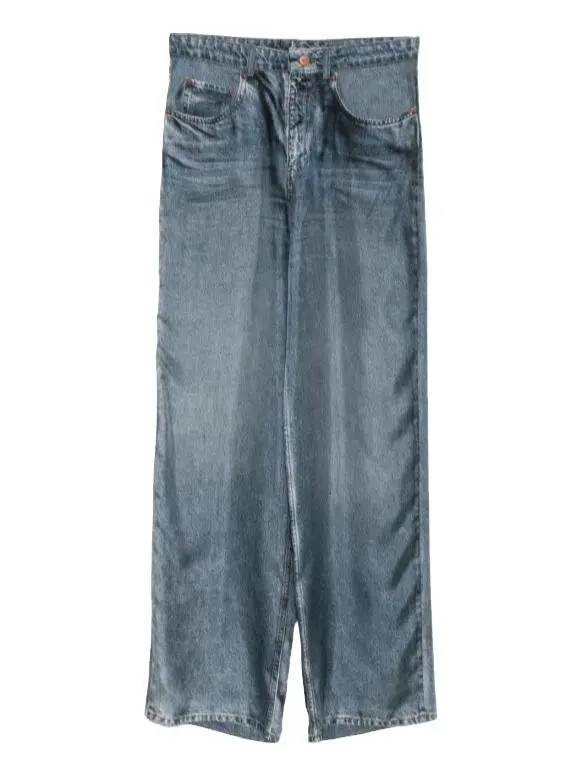 PIERRE-LOUIS MASCIA Belted Wide Leg Jeans - Blue