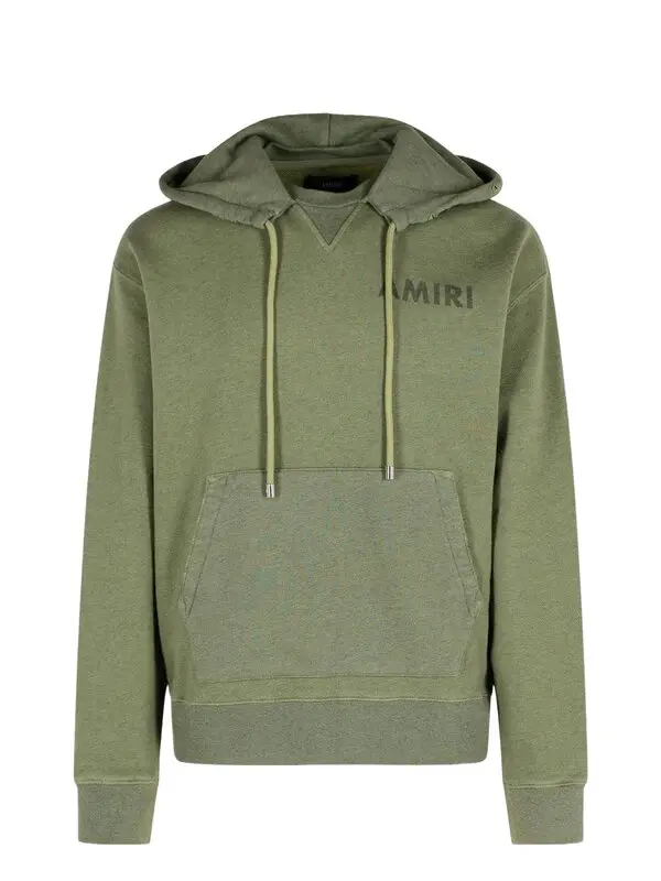 Amiri Long Sleeve Drawstring Hood Sweatshirt - Green