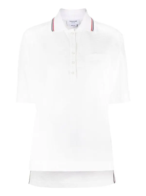 Thom Browne Rwb Stripe Polo Shirt - White