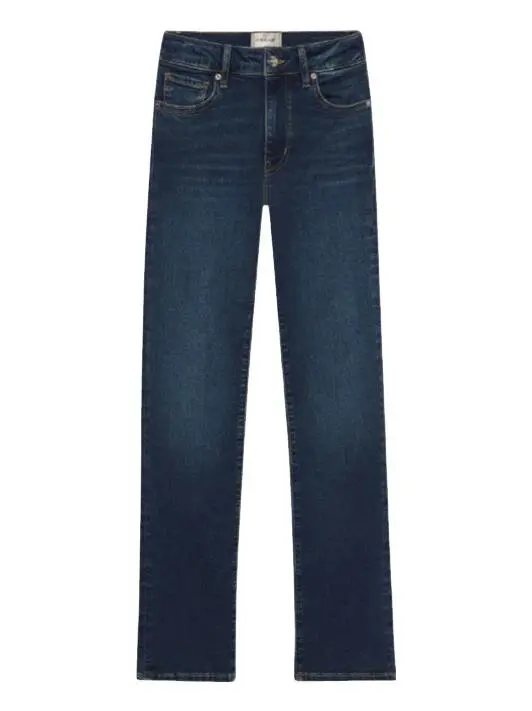 FRAME Whiskering Effect High Waist Full Length Jeans - Blue