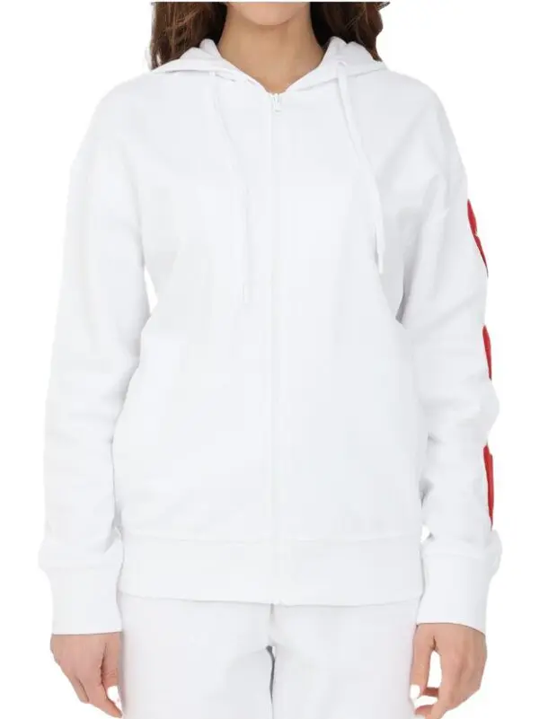 Moschino Heart Patch Zip-up Hoodie - White