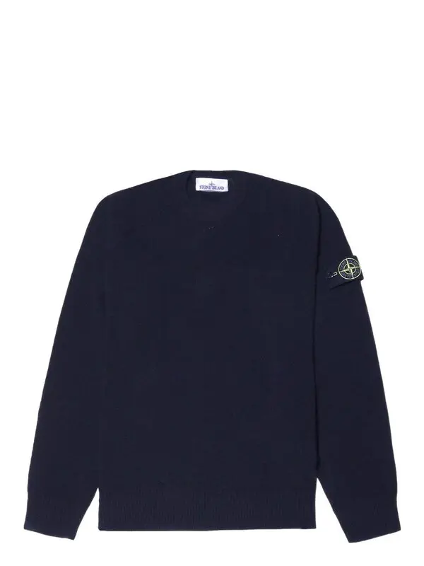 Stone Island Logo Patch Crewneck Jumper - Blue