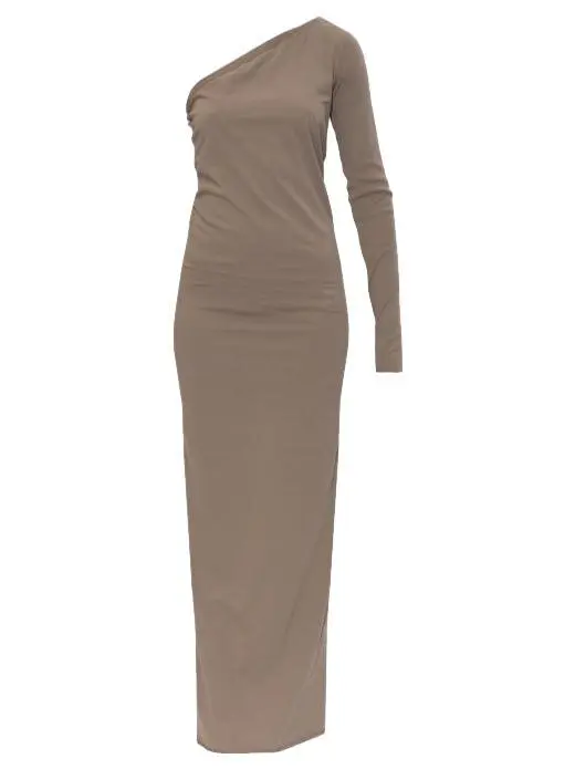 Rick Owens One-shoulder Long Sleeve Maxi Dress - Gray