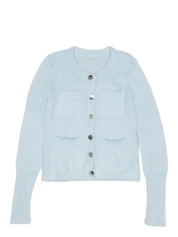 R13 Crew Neck Cardigan - Light Blue