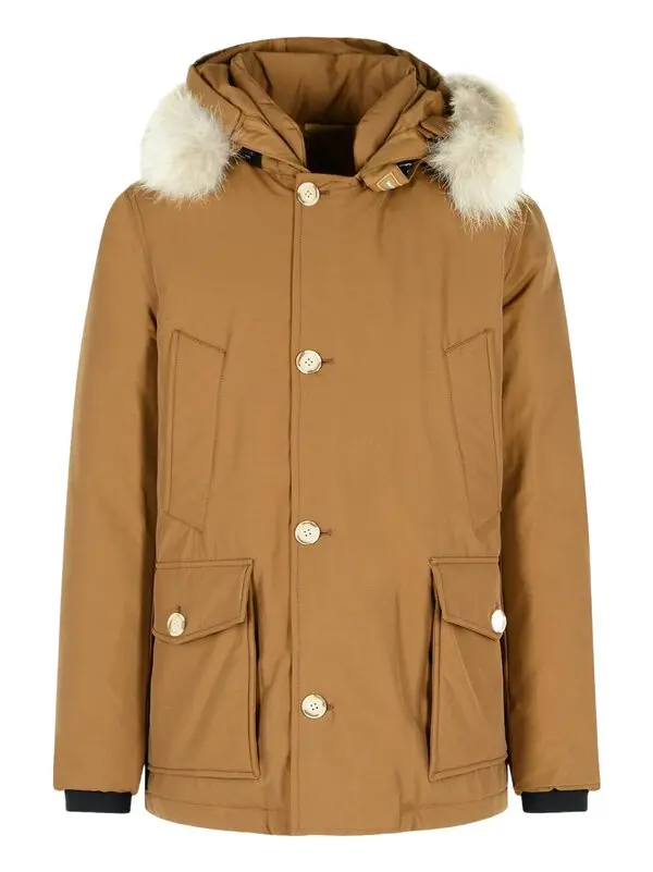 Woolrich Hooded Parka With Removable Fur Trim - Brown