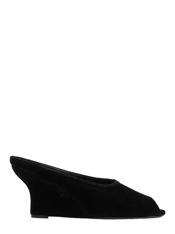 TOTEME 75mm Peep-toe Velvet Wedge Sandals - Black