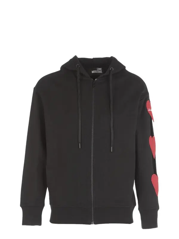 Moschino Cut-out Heart Zip-up Hoodie - Black