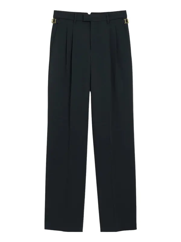 Ami Pleated Wide-leg Trousers - Dark Gray