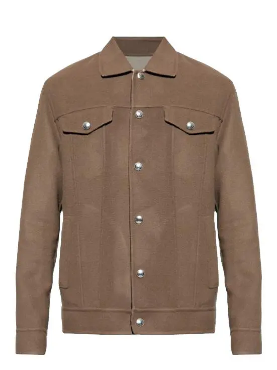 Eleventy Snap-button Wool Jacket - Brown