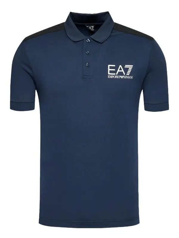 EA7 Navy Logo Short-sleeved Polo Shirt - Blue