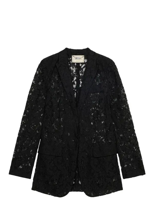 Blumarine Single-breasted Floral Lace Tailored Blazer - Black