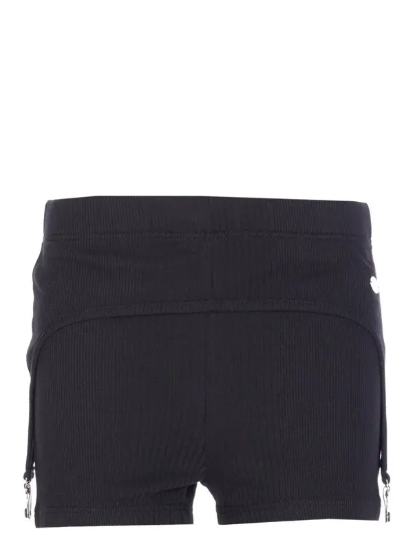 JEAN PAUL GAULTIER Ribbed Garter Shorts With Logo Detail - Black